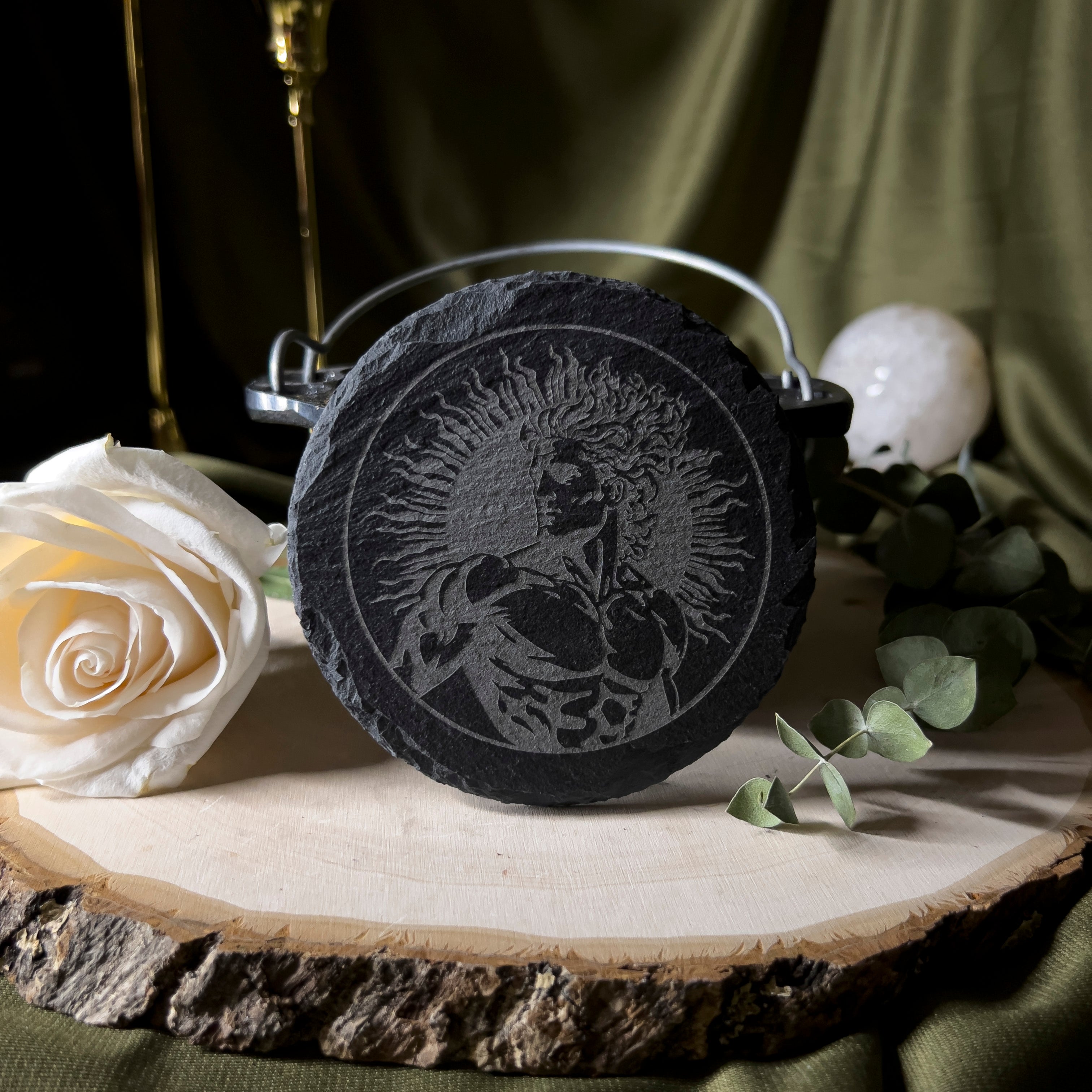 Apollon Round Slate Tile – Black Rose Occult & Apothecary